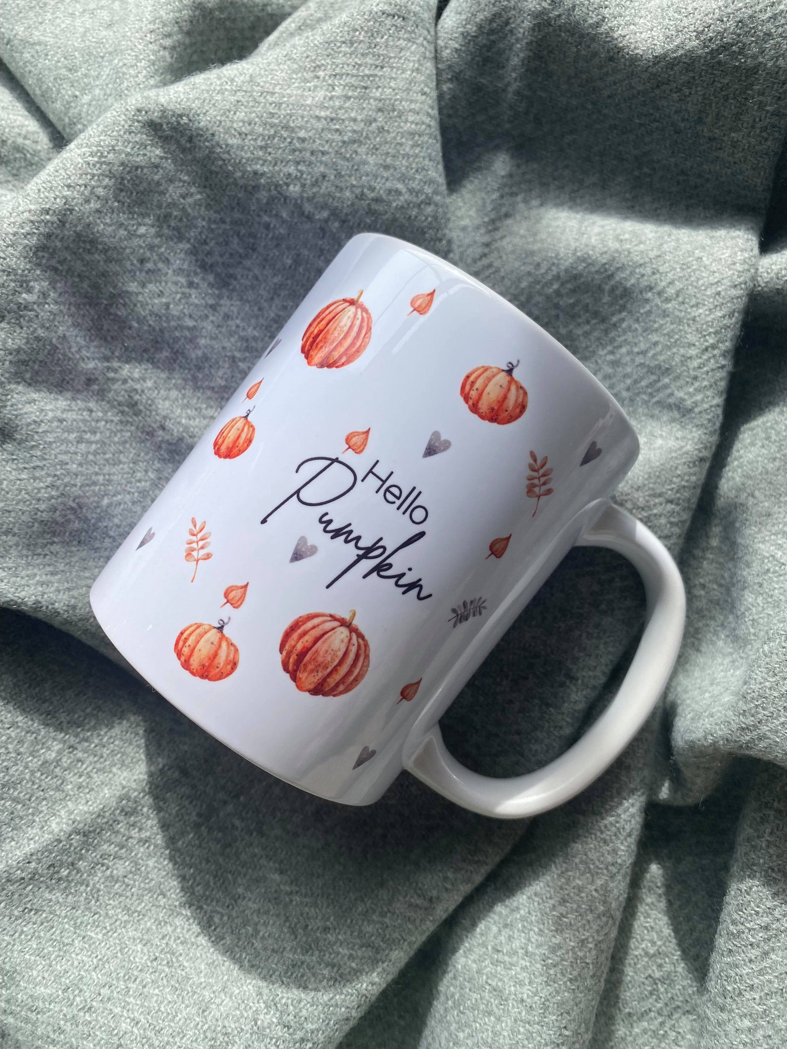 Personalised Autumn Hello Pumpkin Mug - Personalised Fall Mug - Tea ...