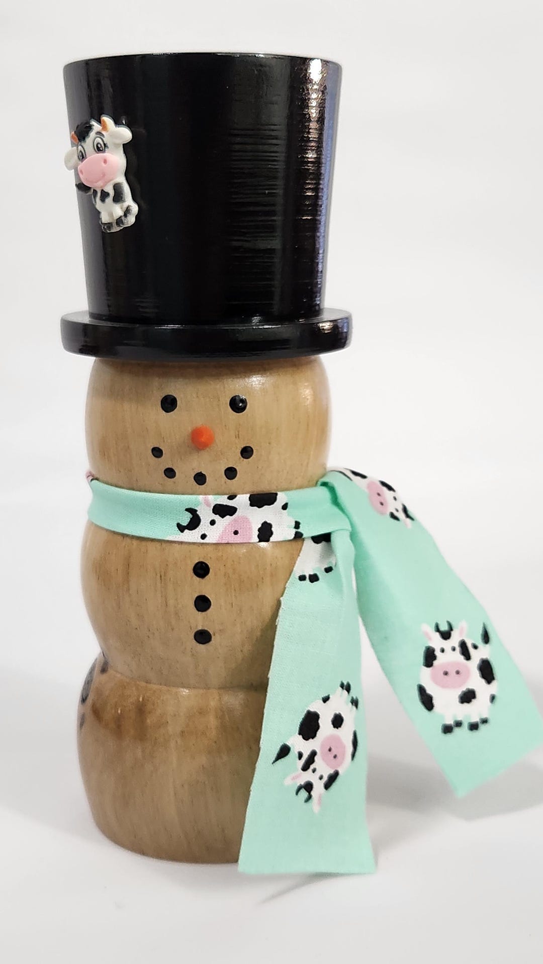 Hand-turned Maple Wooden Cow-themed Snowman Figure Decoration - Etsy
