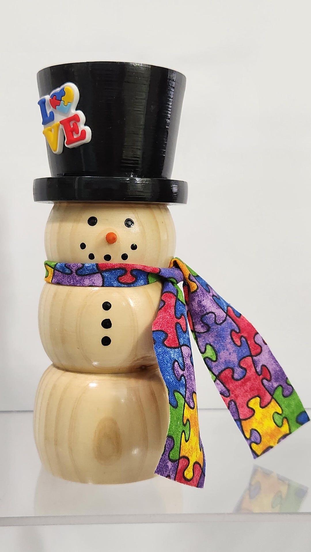 Hand-turned Pine Wooden Autism Awareness Snowman Figure Decoration - Etsy