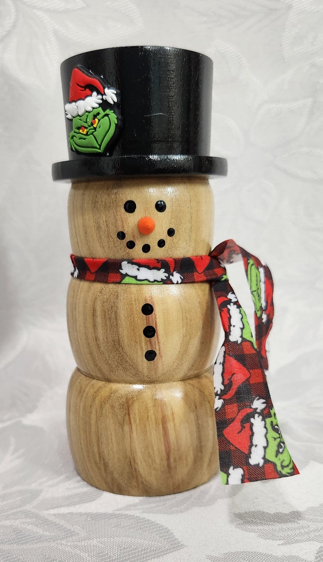 Hand-turned Poplar Wooden the Grinch Snowman Figure Decoration - Etsy
