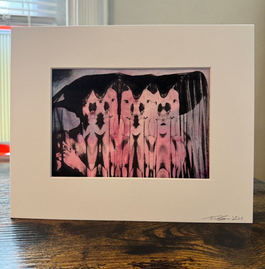 Lux Interior Cramps Original Art Handpainted Watercolor Matted Print 5x7 Rockabilly Psychobilly ...