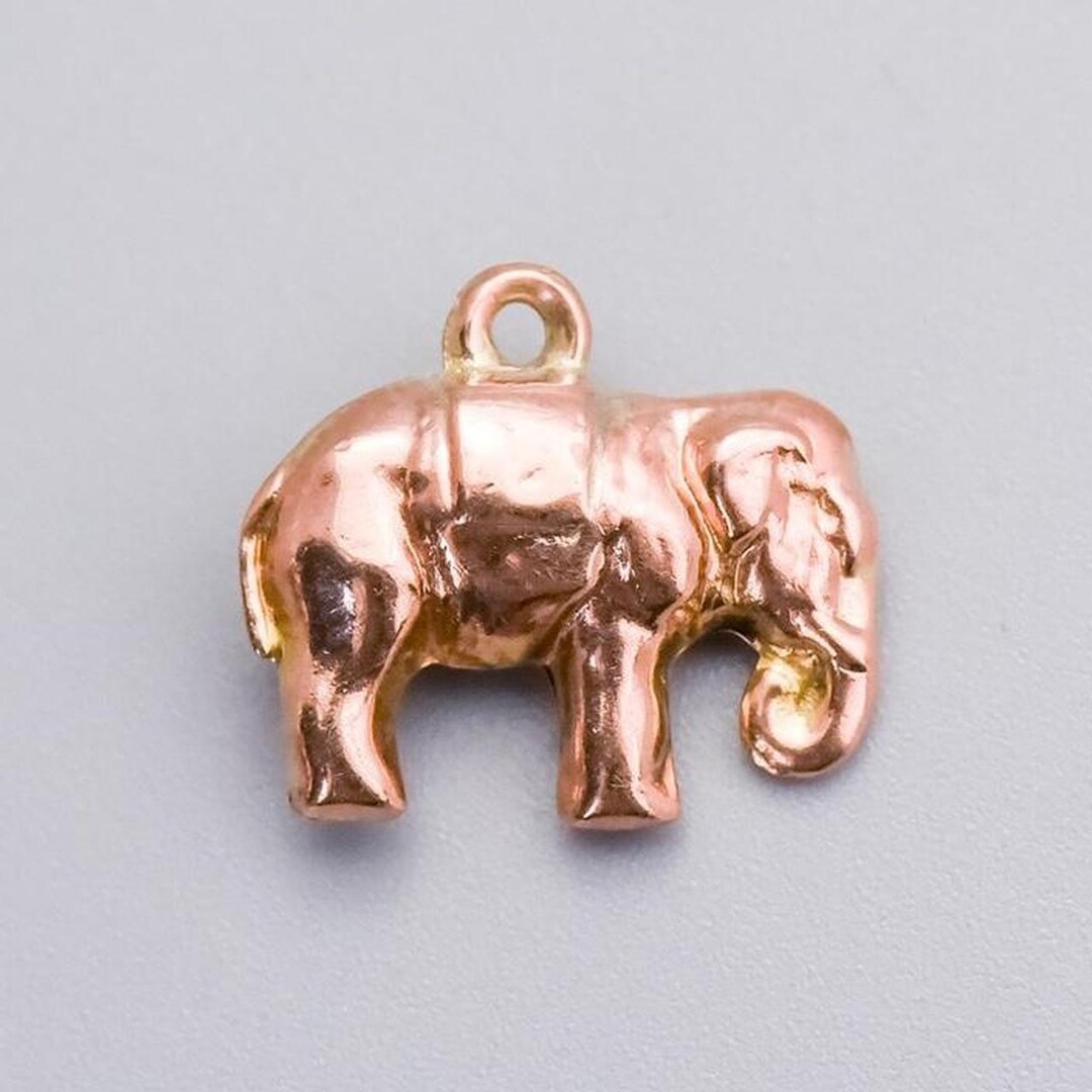 Solid 9K Rose Gold Elephant Pendant - Etsy
