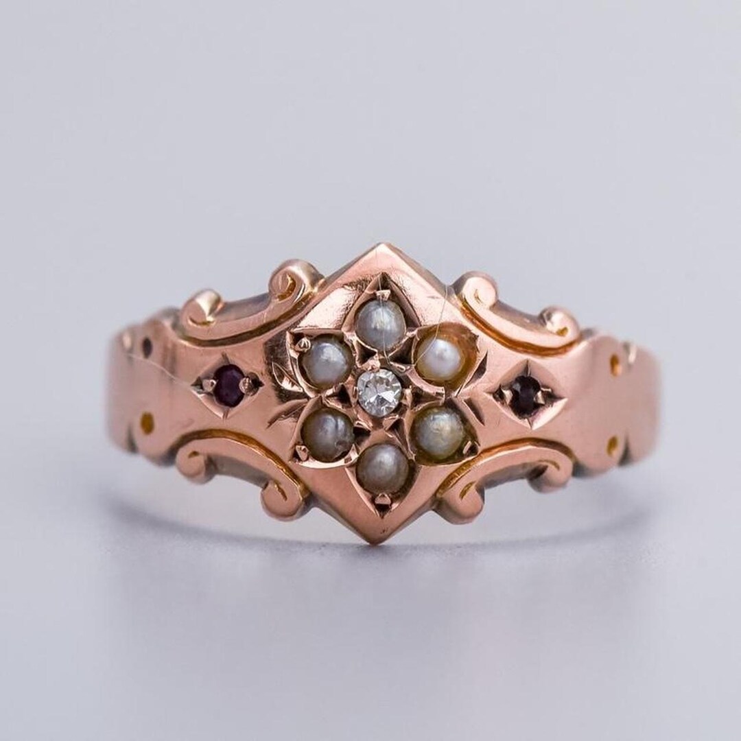 Solid 9K Rose Gold Victorian Gypsy Ring - Etsy