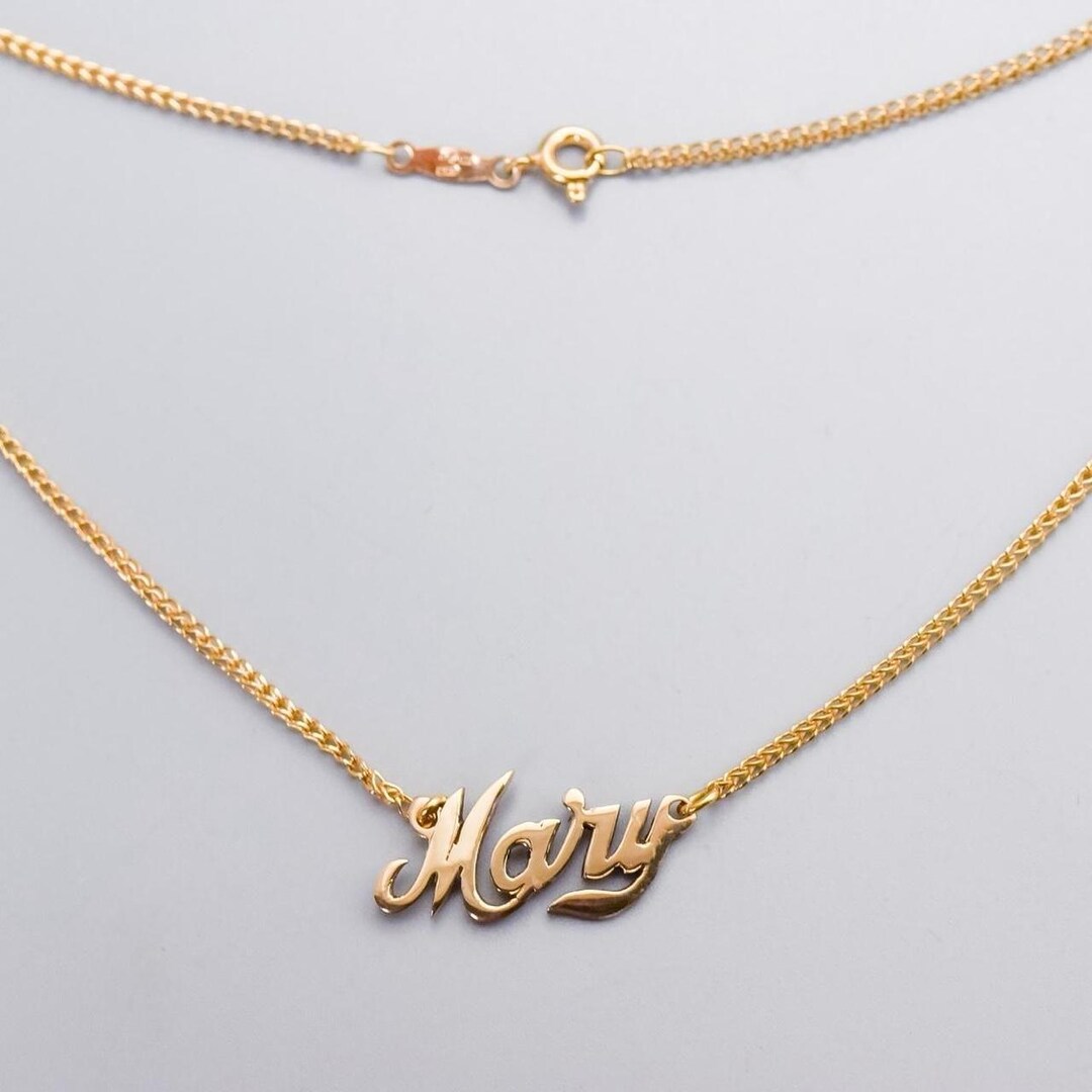 Solid 9K Gold ‘mary’ Necklace - Etsy