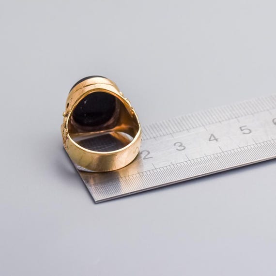 Solid 9K Gold Onyx Intaglio Centurion Ring - Gem