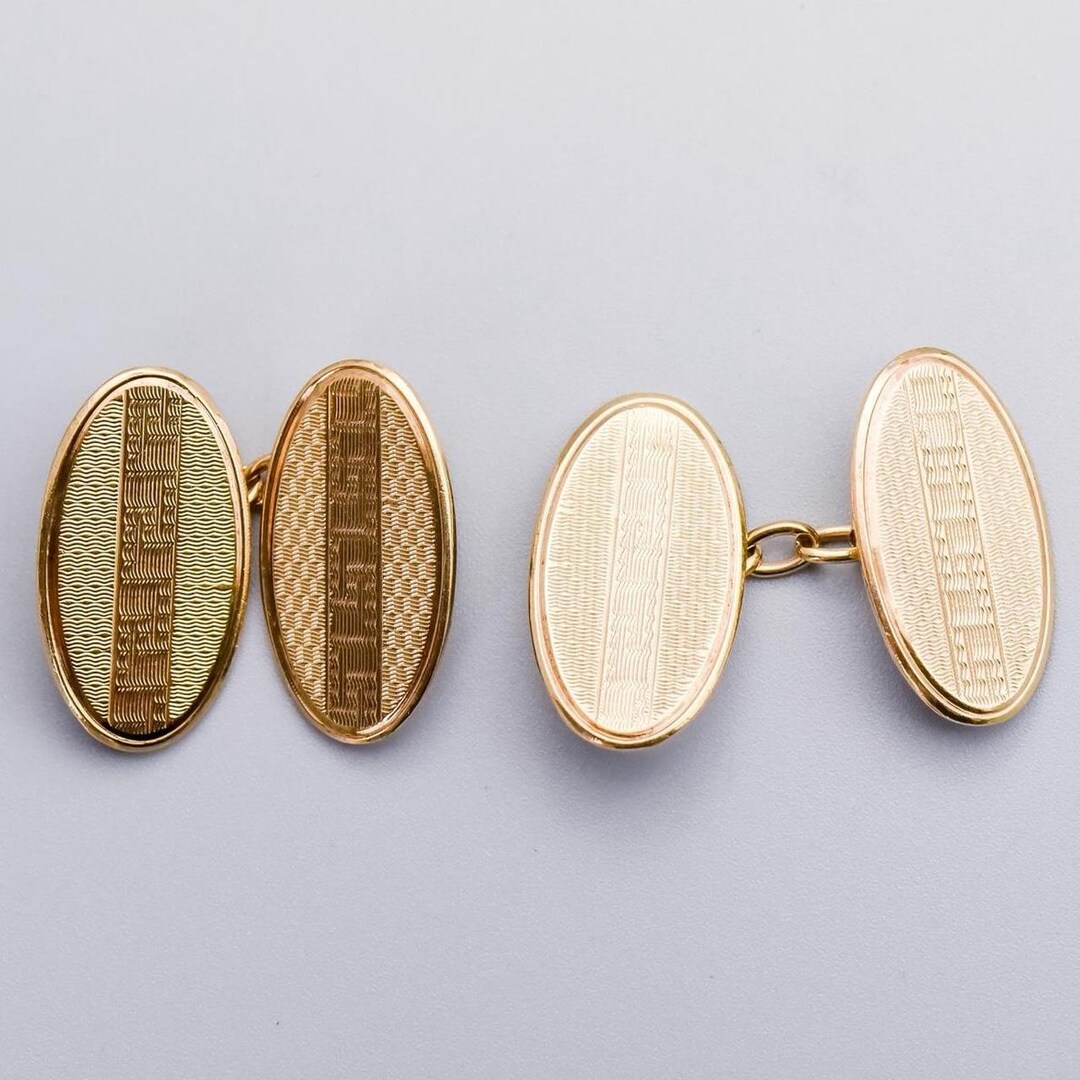 Solid 9K Gold Antique Patterned Cufflinks - Etsy