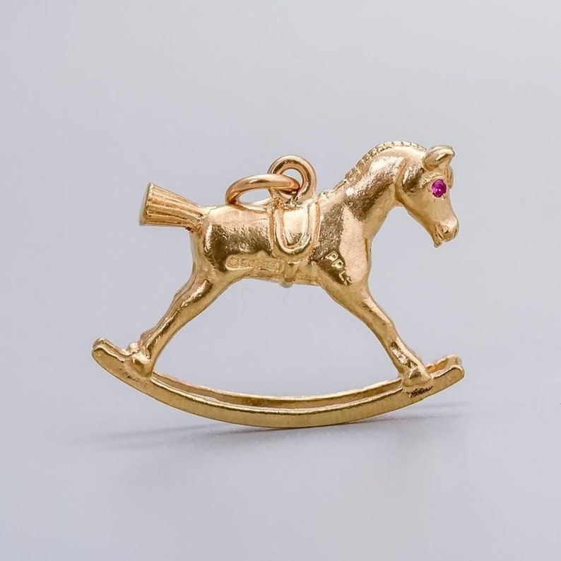 Solid 9K Gold Rocking Horse Pendant - Etsy