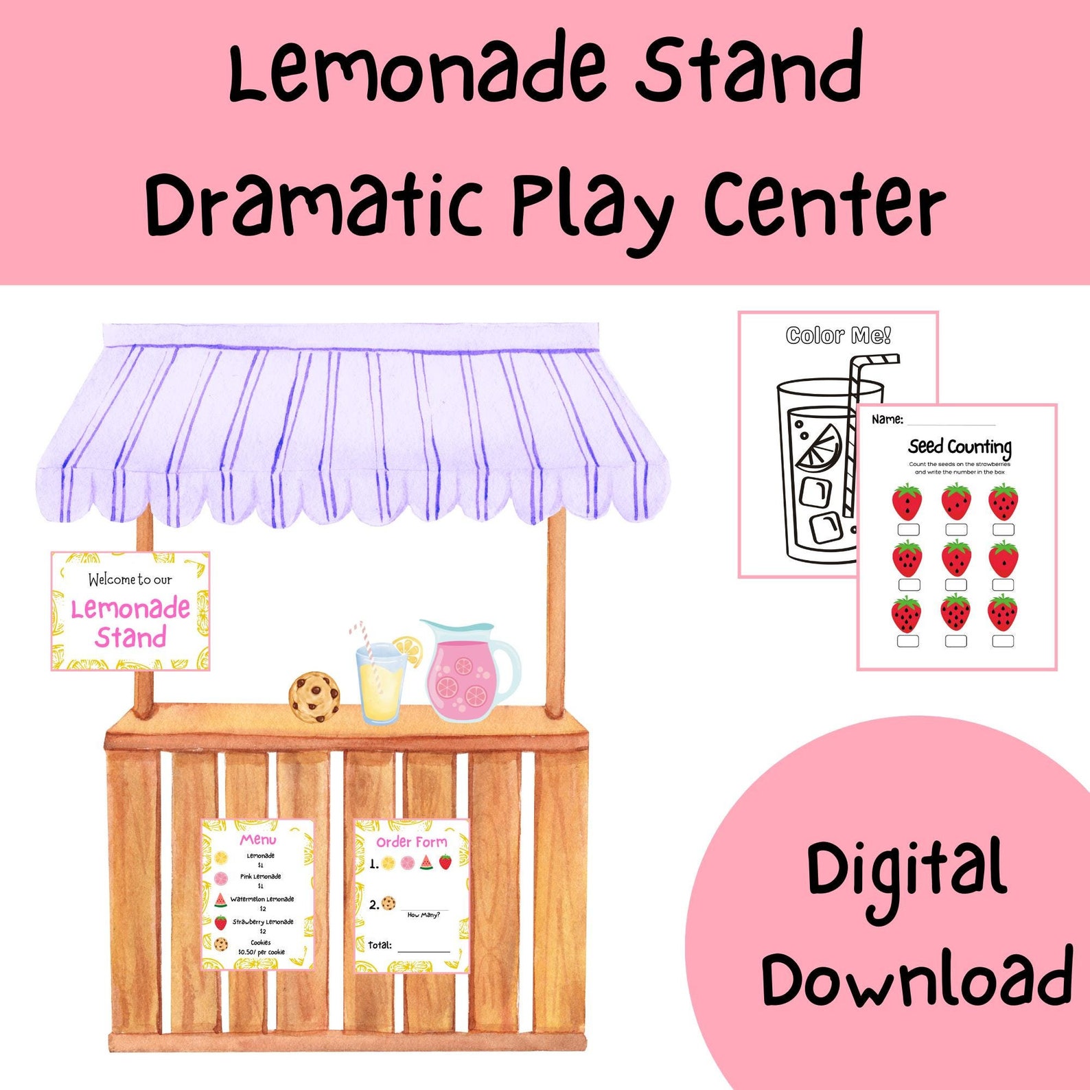 Engaging Printable Lemonade Stand for a Summer Dramatic Play Center for ...