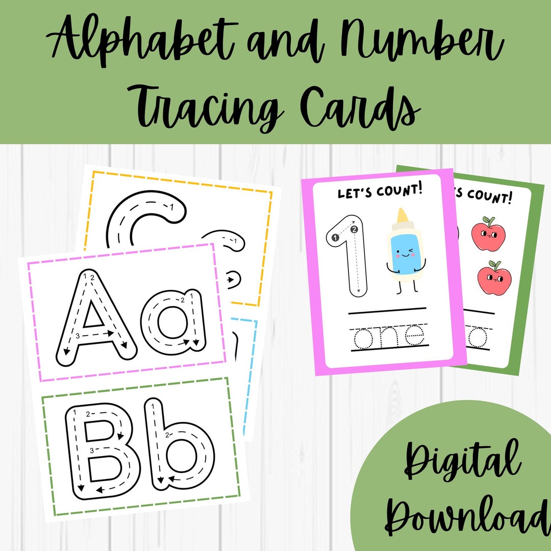 Alphabet & Numbers Tracing Cards Printable Playdough Mats Digital ...