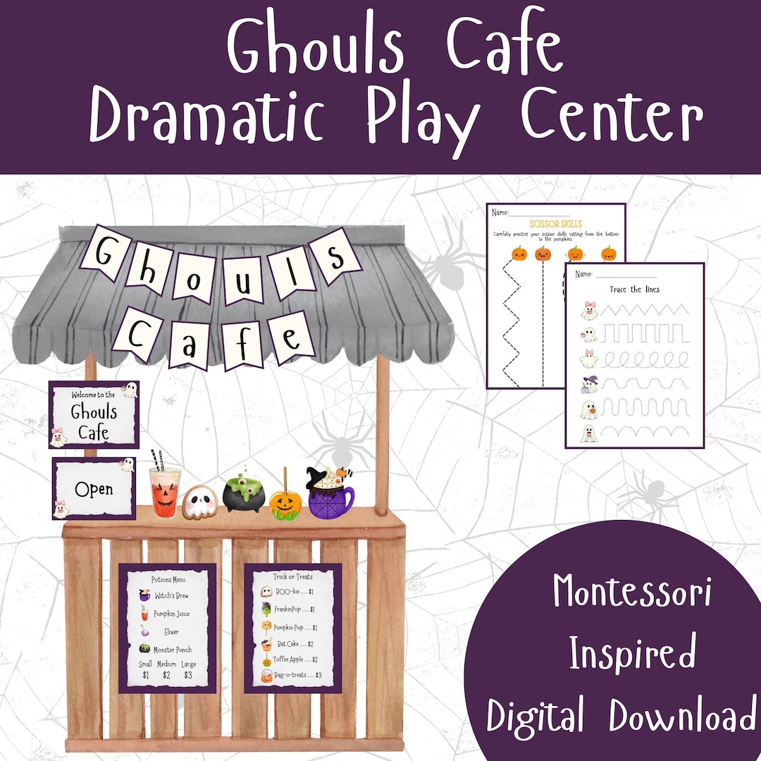 Halloween Coffee Shop Pretend Play Activity for Kids | Cafe Shop ...