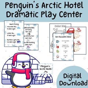 Penguins Arctic Hotel Pretend Play Activity for Kids | Winter Animal ...