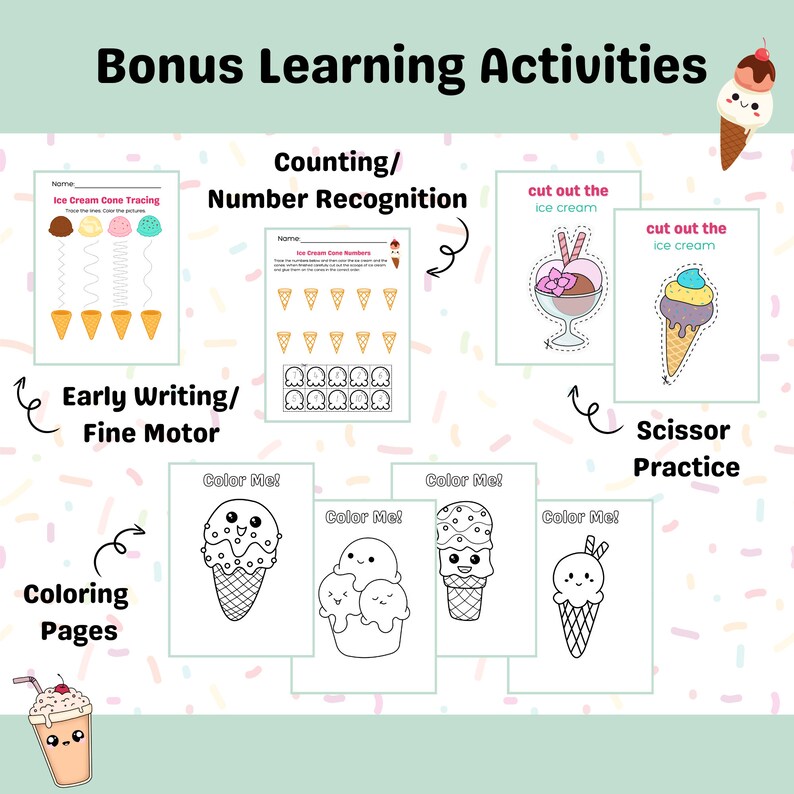 Engaging Printable Ice Cream Shop Dramatic Play Center for Preschool ...