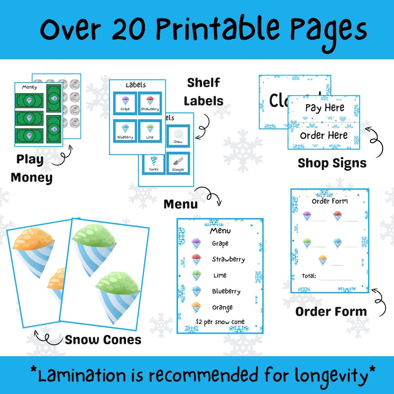 Snow Cone Stand Pretend Play Activity for Kids | Winter Dramatic Play ...