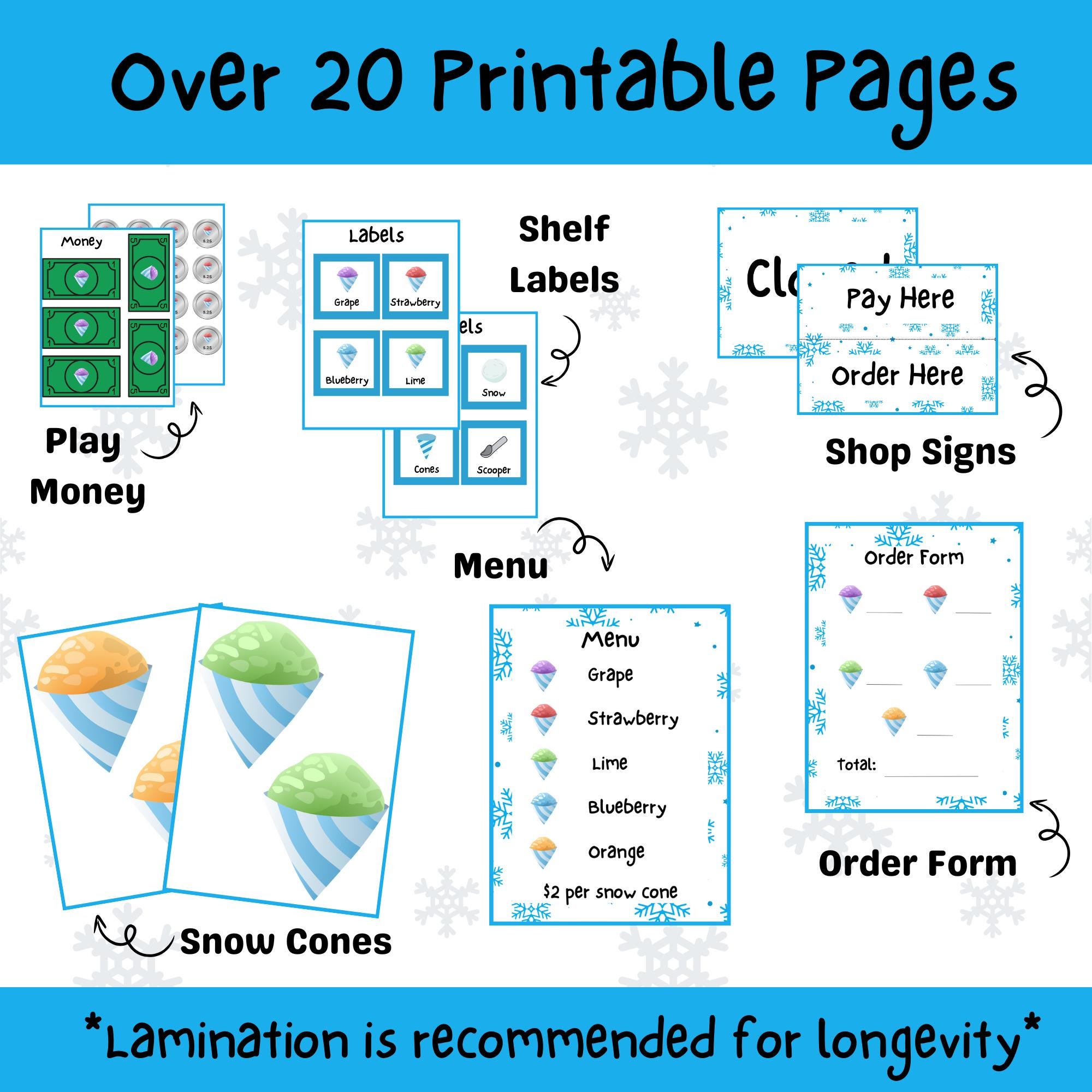 Snow Cone Stand Pretend Play Activity for Kids | Winter Dramatic Play Printable | Preschool ...