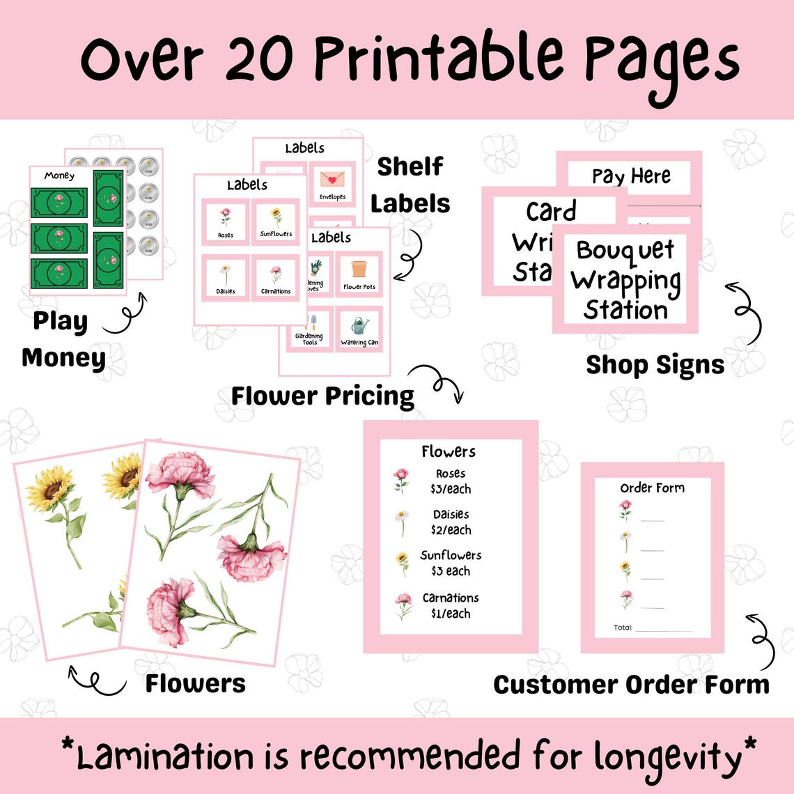 Flower Shop Pretend Play Activity for Kids Spring Dramatic Play Center ...