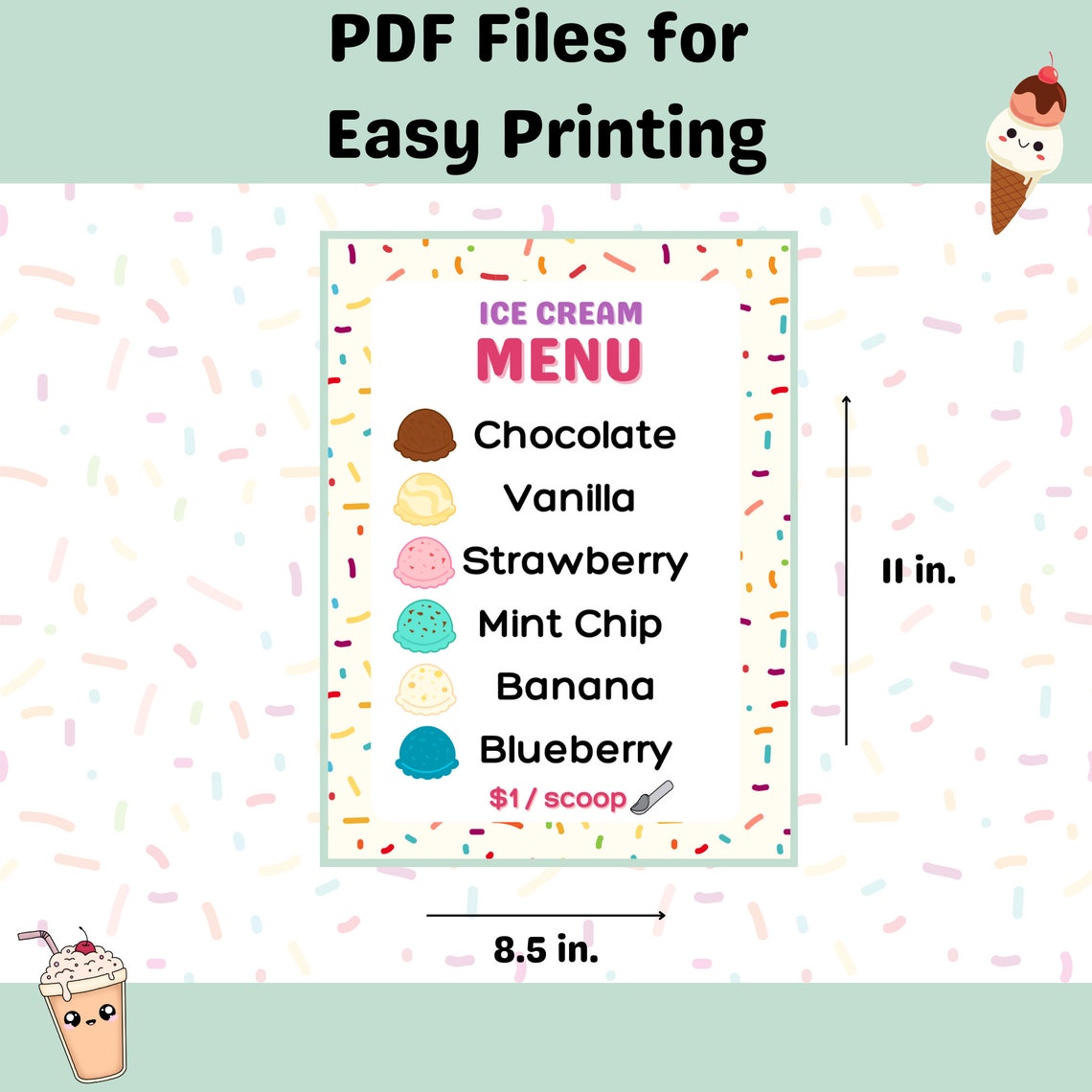 Engaging Printable Ice Cream Shop Dramatic Play Center for Preschool ...