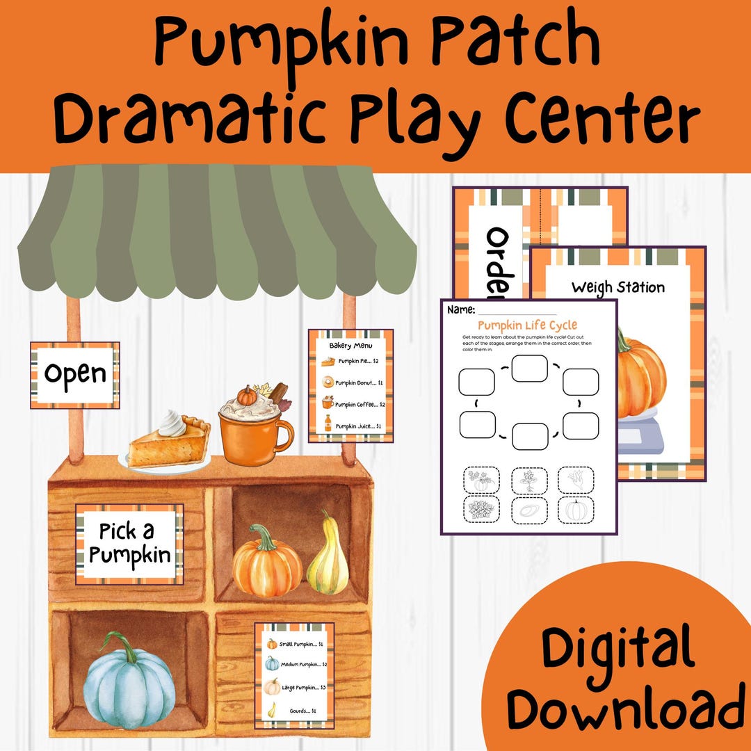 Pumpkin Patch Pretend Play Activity for Kids | Fall Preschool Dramatic ...
