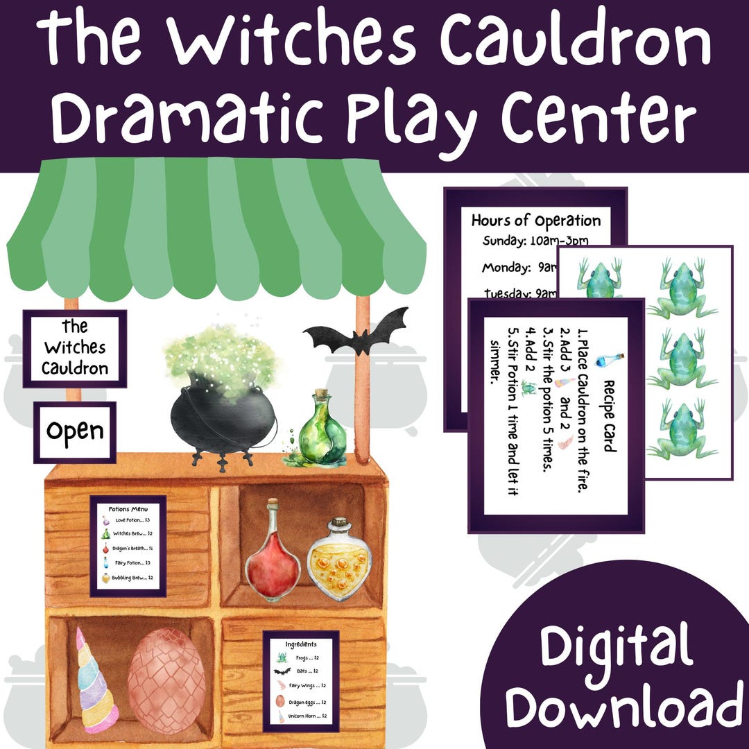 The Witches Cauldron Shop Pretend Play Activity for Kids | Halloween ...