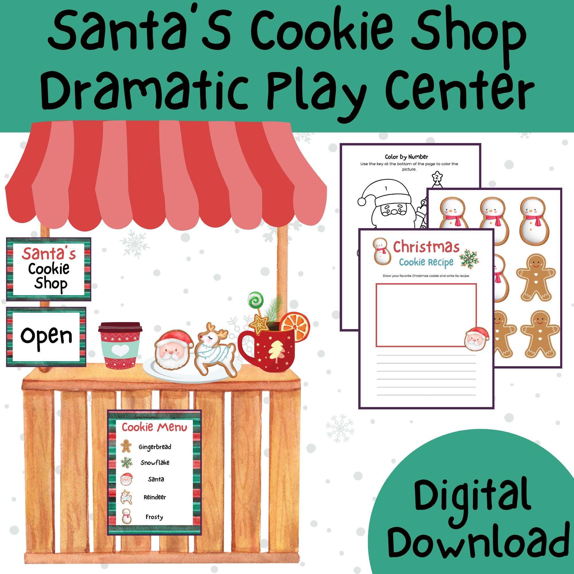 Christmas Bakery Pretend Play Center Printable | Santa’s Cookie Shop ...