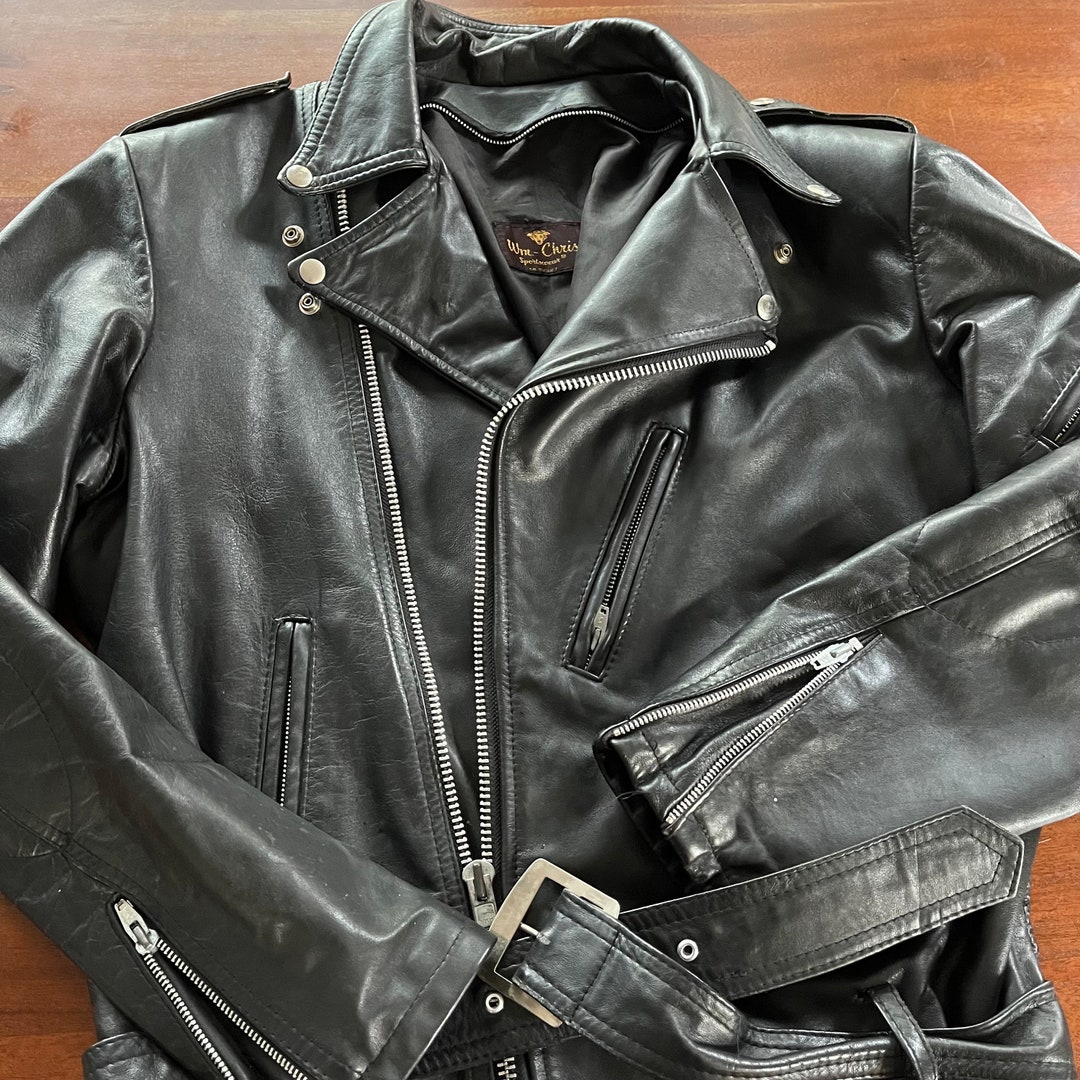 Vintage Leather Biker Punk Motorcycle Jacket - Etsy