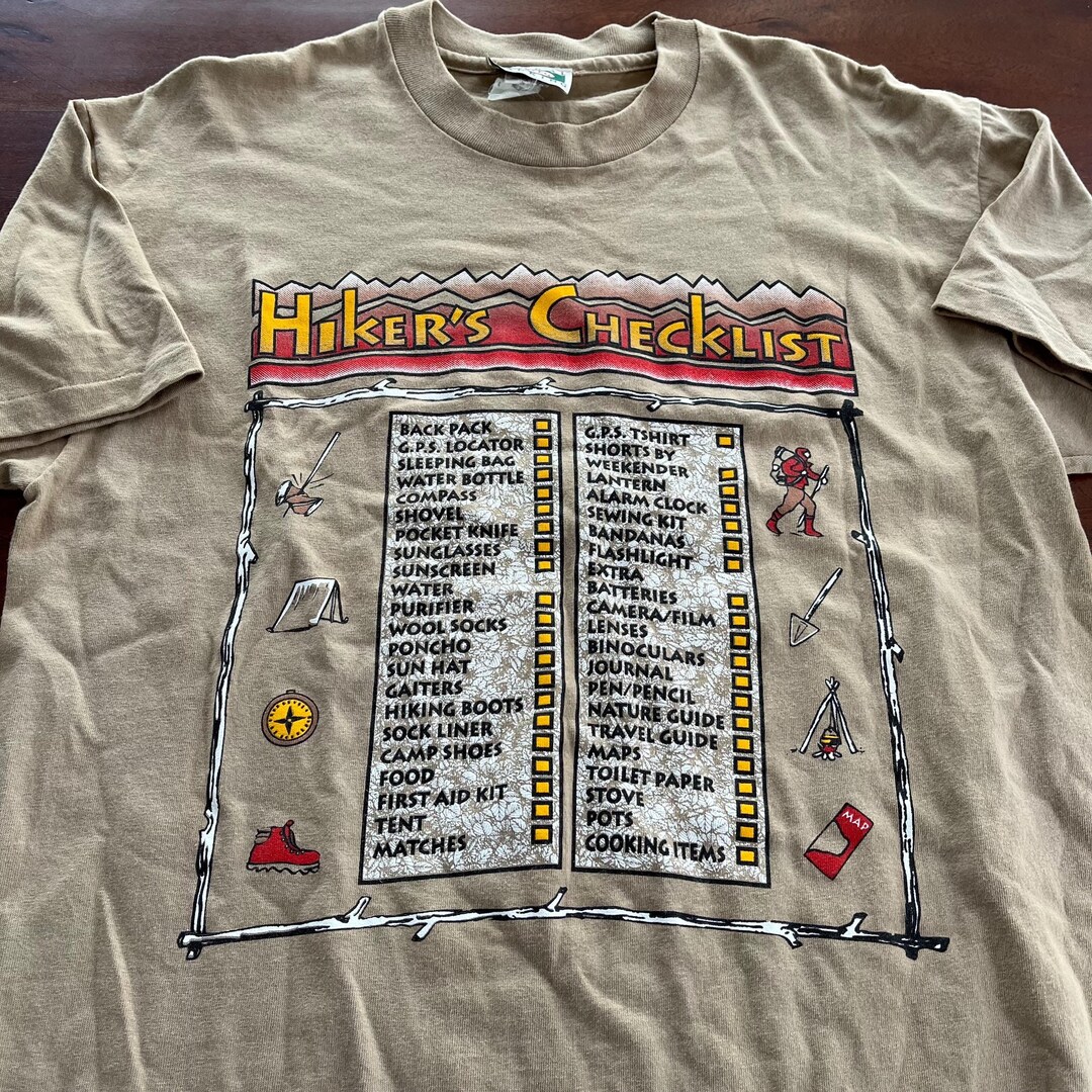 Vintage 90s GPS Hiker’s Checklist Graphic T-shirt - Etsy