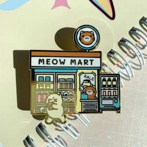 Meow Mart Convenience Store Enamel Pin, Bubble Tea Hard Enamel Pin ...