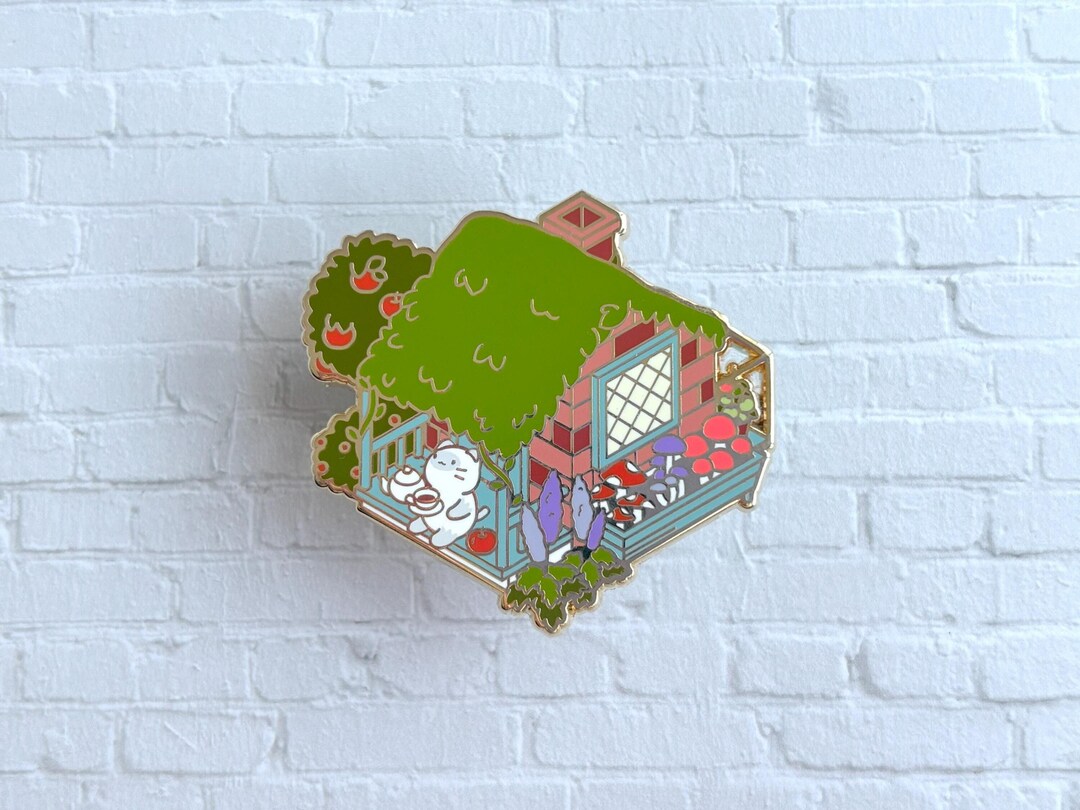 Cottage Style Brick House Enamel Pin, Red Brick House Enamel Pin, Lapel ...