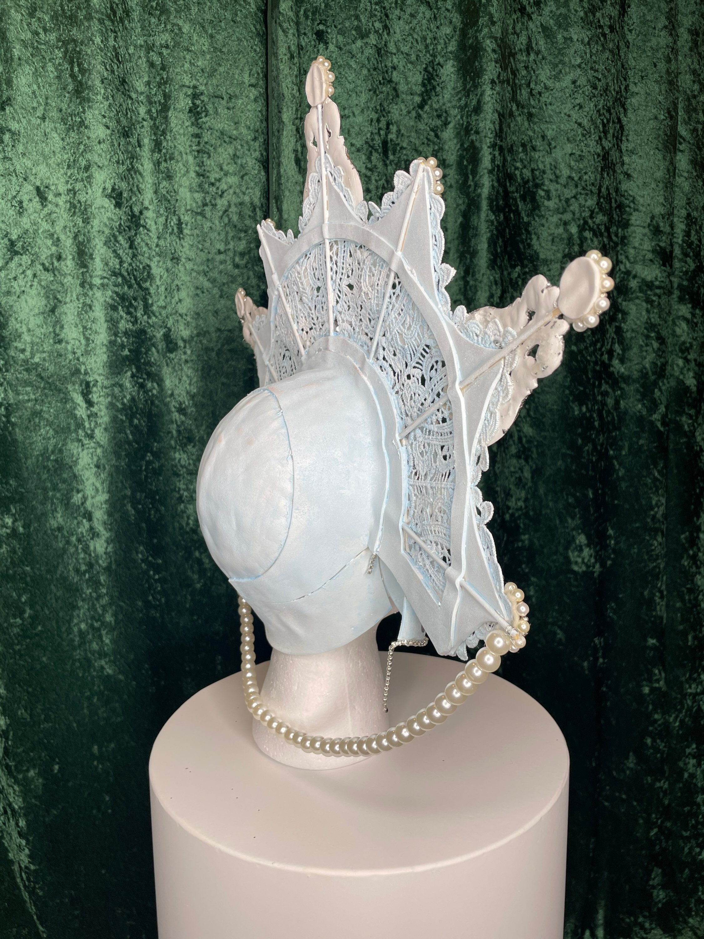 Ice Queen Headpiece, Snow Queen Costume, White Lace Headband, Snow ...