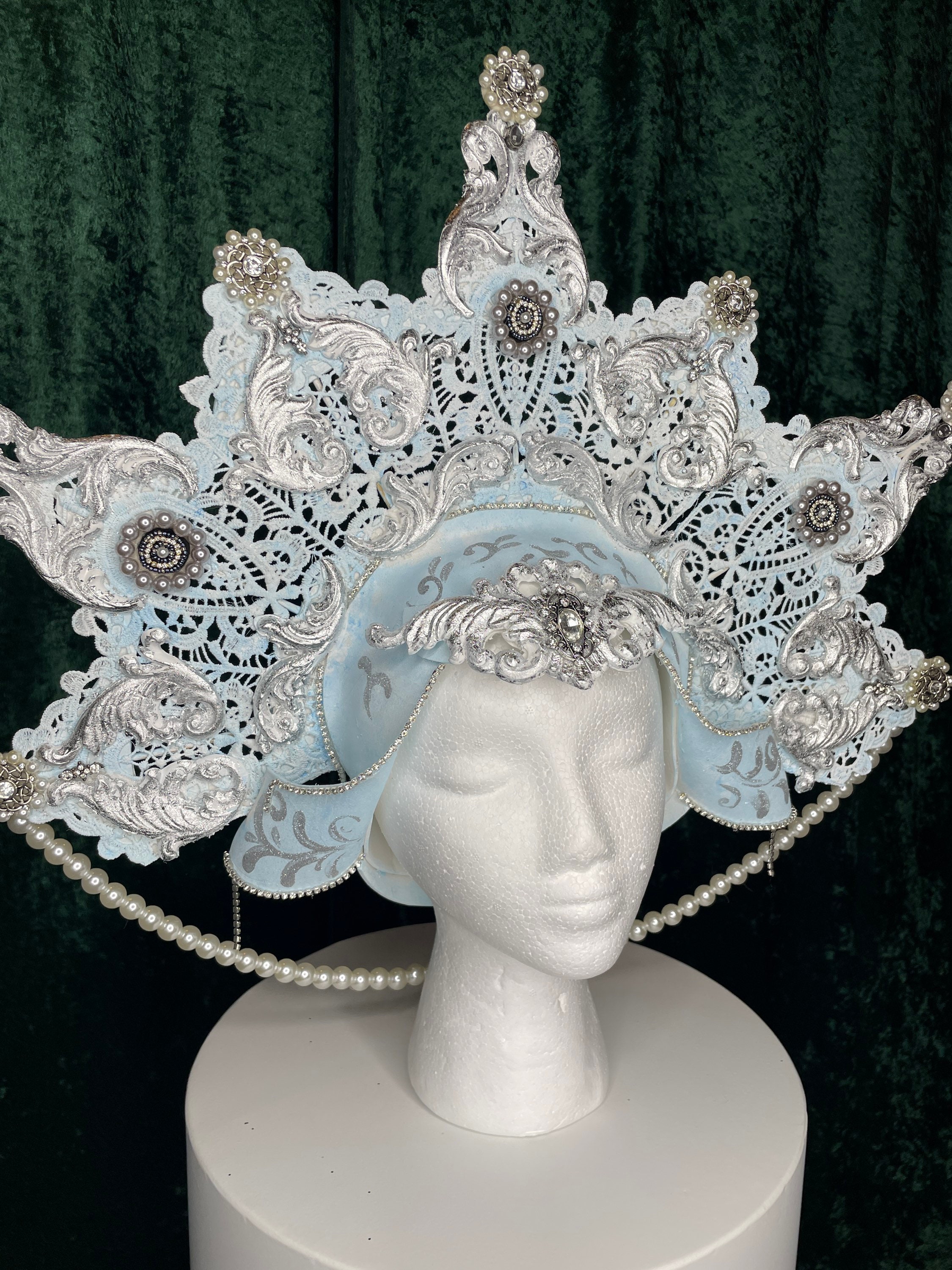 Ice Queen Headpiece, Snow Queen Costume, White Lace Headband, Snow ...