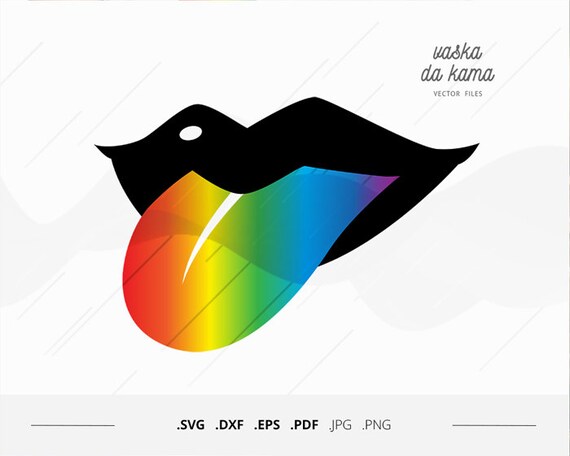 Rainbow Tongue Black Lips Svg Lgbt Shirt Svg With A Rainbow Etsy