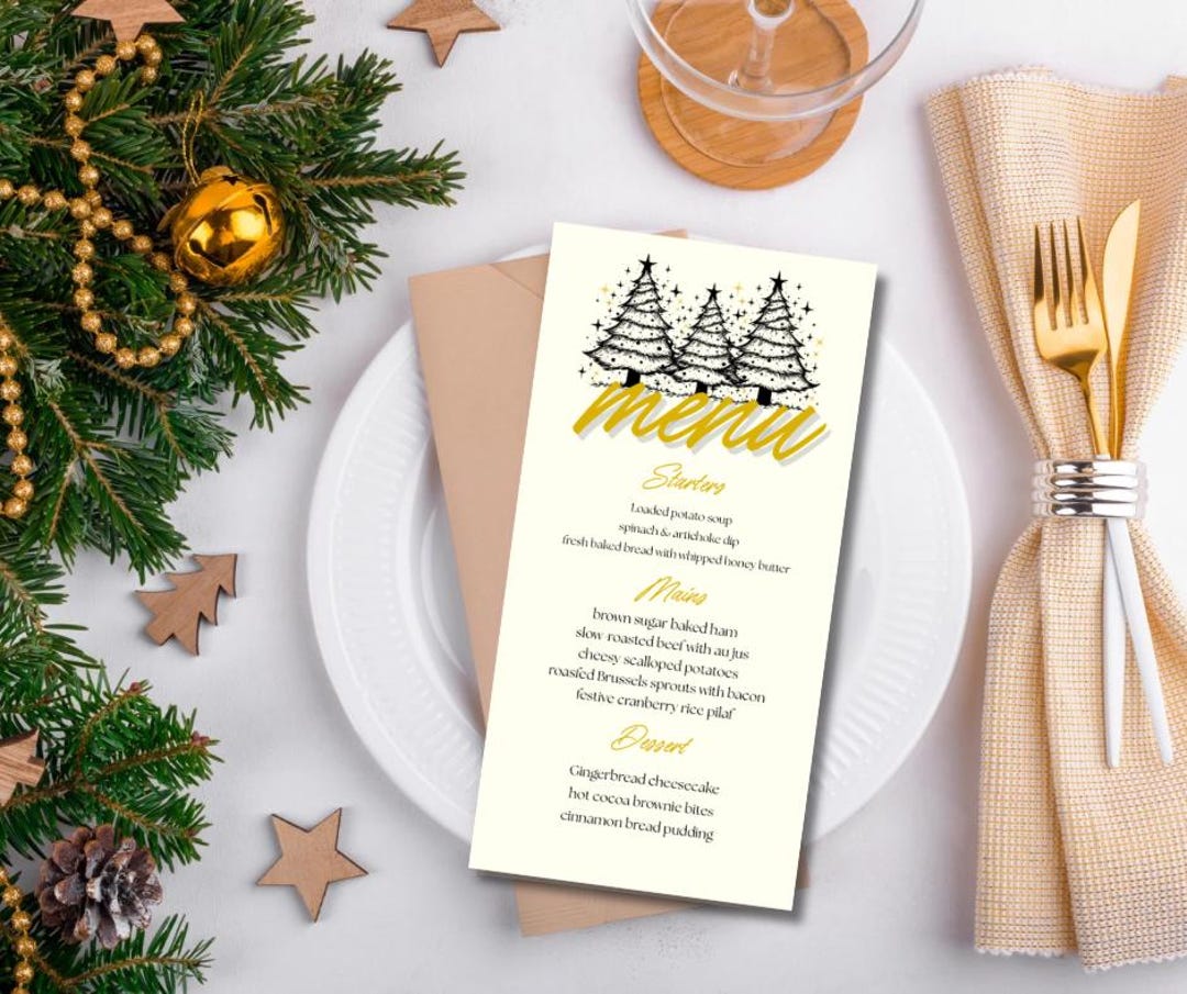 Editable Christmas Dinner Menu Template | Gold Holiday Design (canva ...