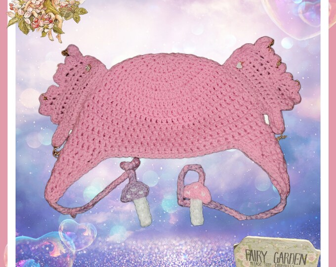 Pink Fairy Ears Crochet Pink Fairy Ear Hat Fairy Ears Pink Nymph Ears ...