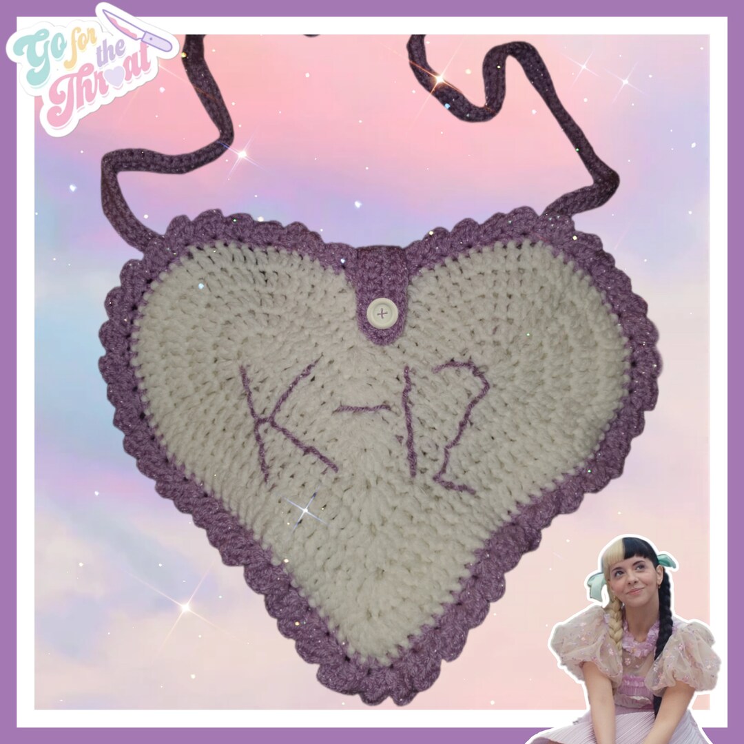 K-12 Crocheted Heart Purse Cute Heart Bag Cry Baby K12 Heart cry Baby ...