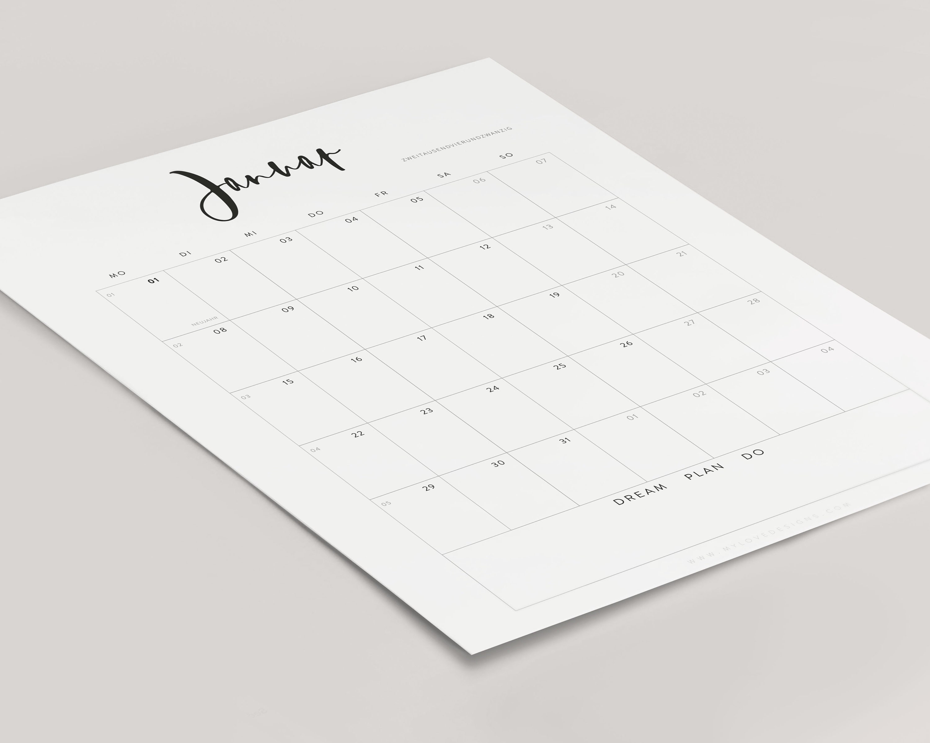 Calendar 2024 Din A4 PRINTABLE Handlettering - Etsy