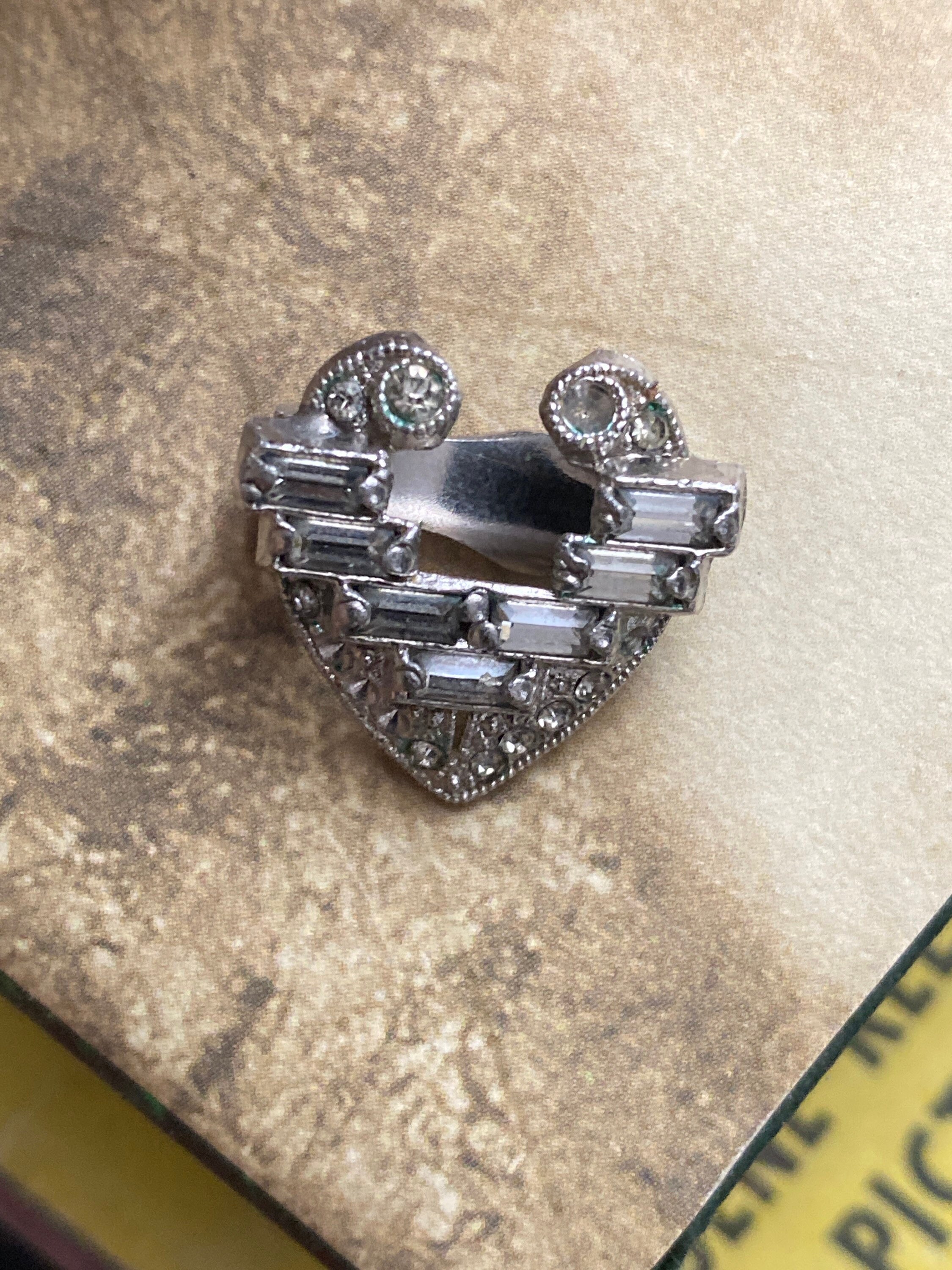 Vintage 1950s Art Deco Rhinestone Heart Tie Tack Pin Clip - Etsy.de