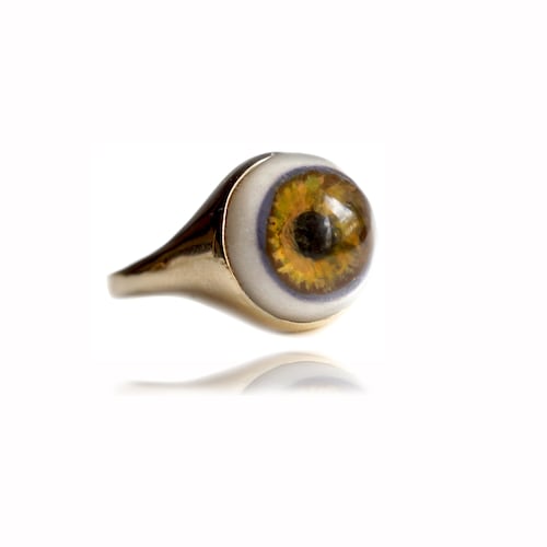 14k Gold Hand Painted Eyeball Ring 13mm / Evil Eye Ring / - Etsy