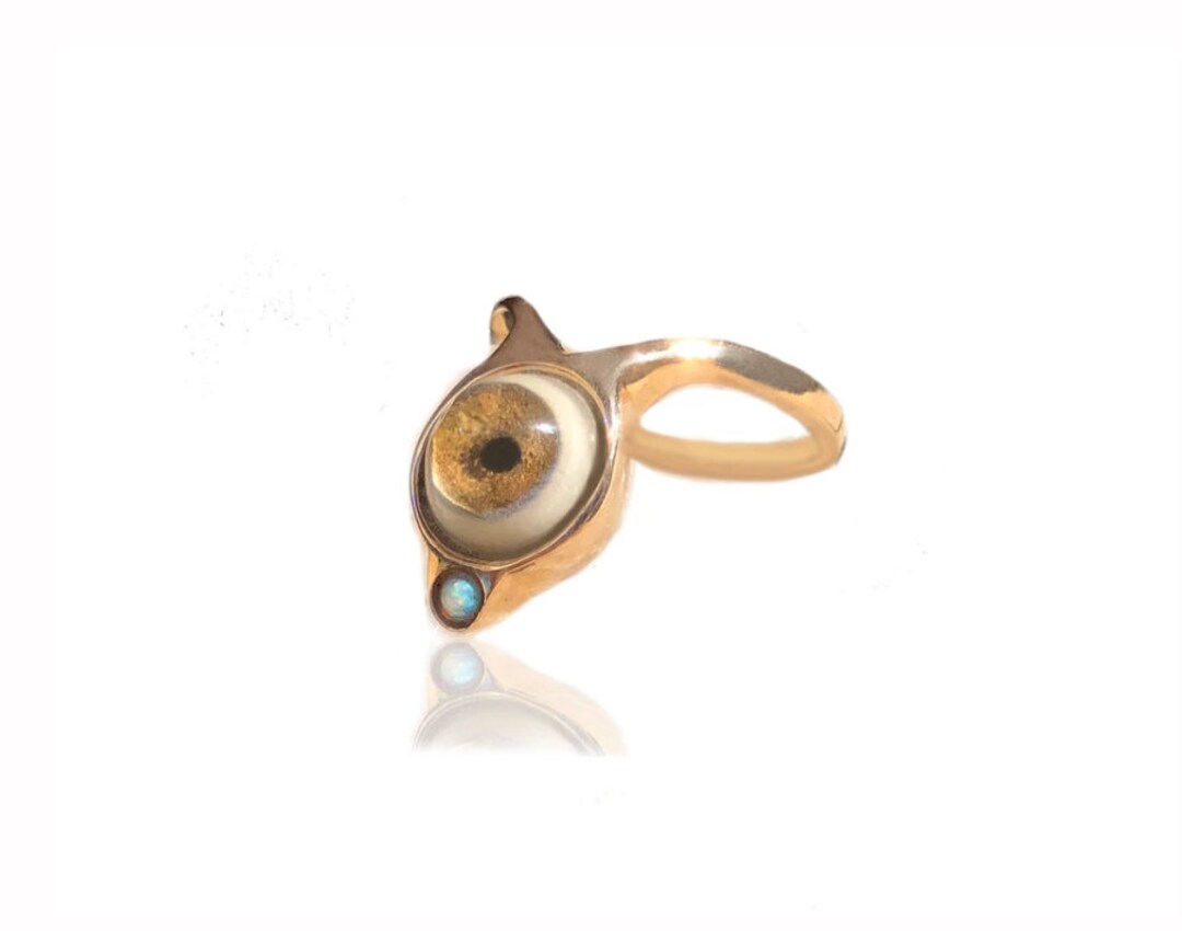 14k Gold Hand Painted "like A Virgin" Eyeball Ring / Evil Eye Ring ...