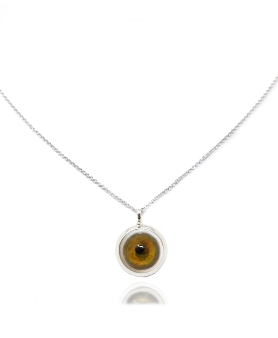 Medium Hand Painted Eye Pendant Necklace Silver and Gold Evil | Etsy