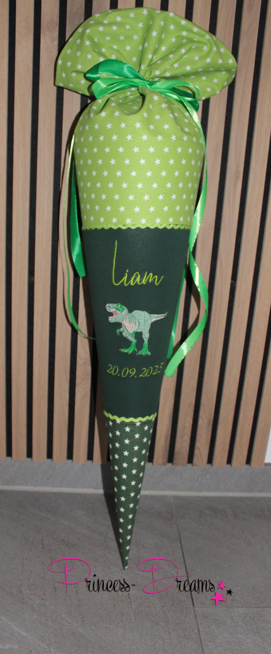 School Cone With Name, School Cone for School Enrollment Green T-rex ...