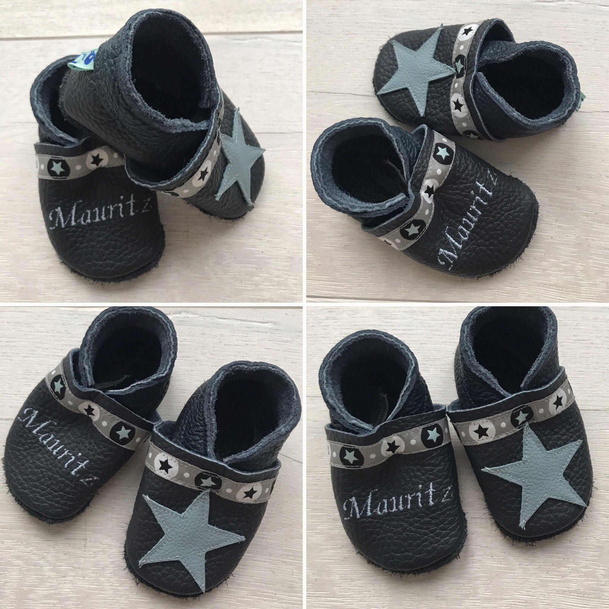 Crawler shoes / leather shoes with star and name | Etsy