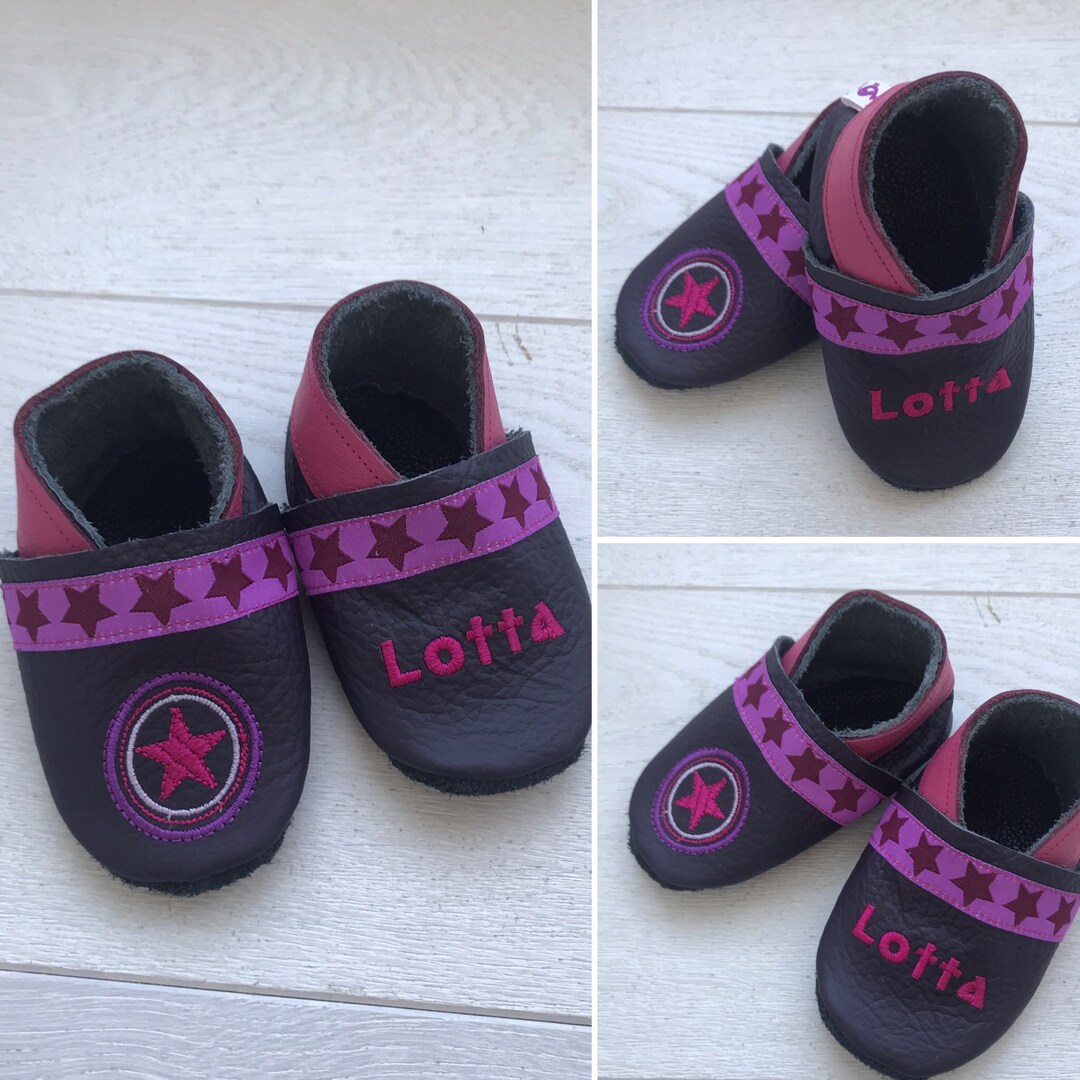 Crawler Shoes / Leather Shoes With Star and Name - Etsy