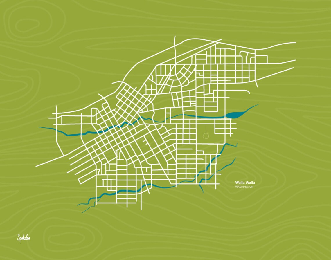 Walla Walla, WA Map - Print - Etsy