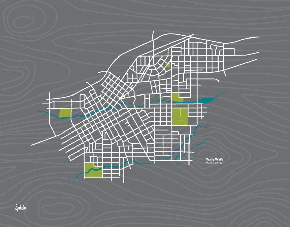 Walla Walla, WA Map - Print - Etsy