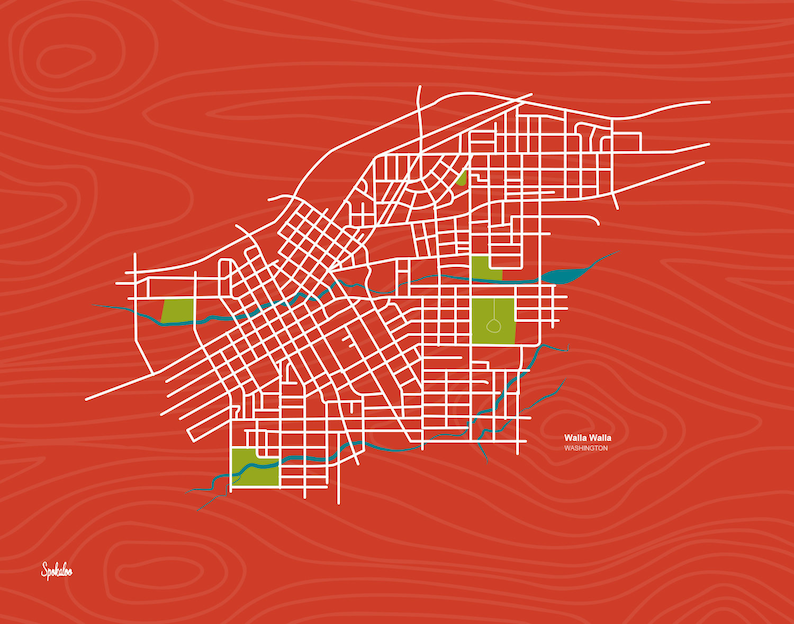 Walla Walla, WA Map - Print - Etsy