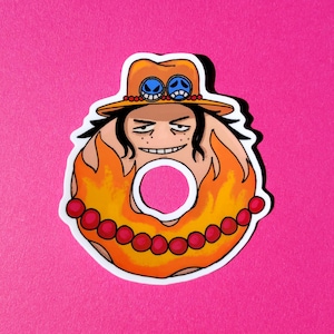 Fire Fist Ace Donut | Portgas D. Ace One Piece Anime Sticker - Etsy