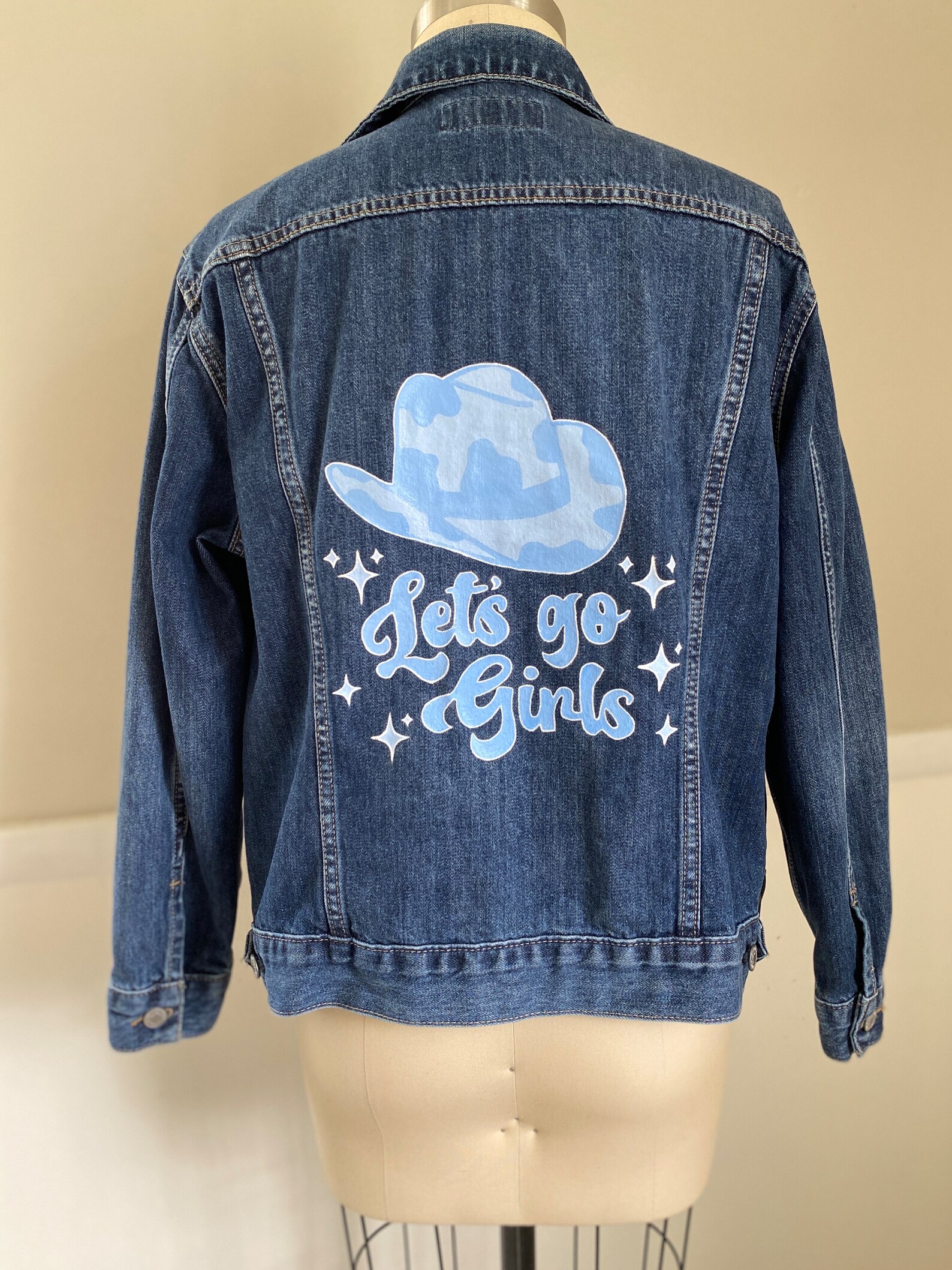 The “let’s Go Girls” Jacket…handpainted Denim Jacket, Jean Jacket ...