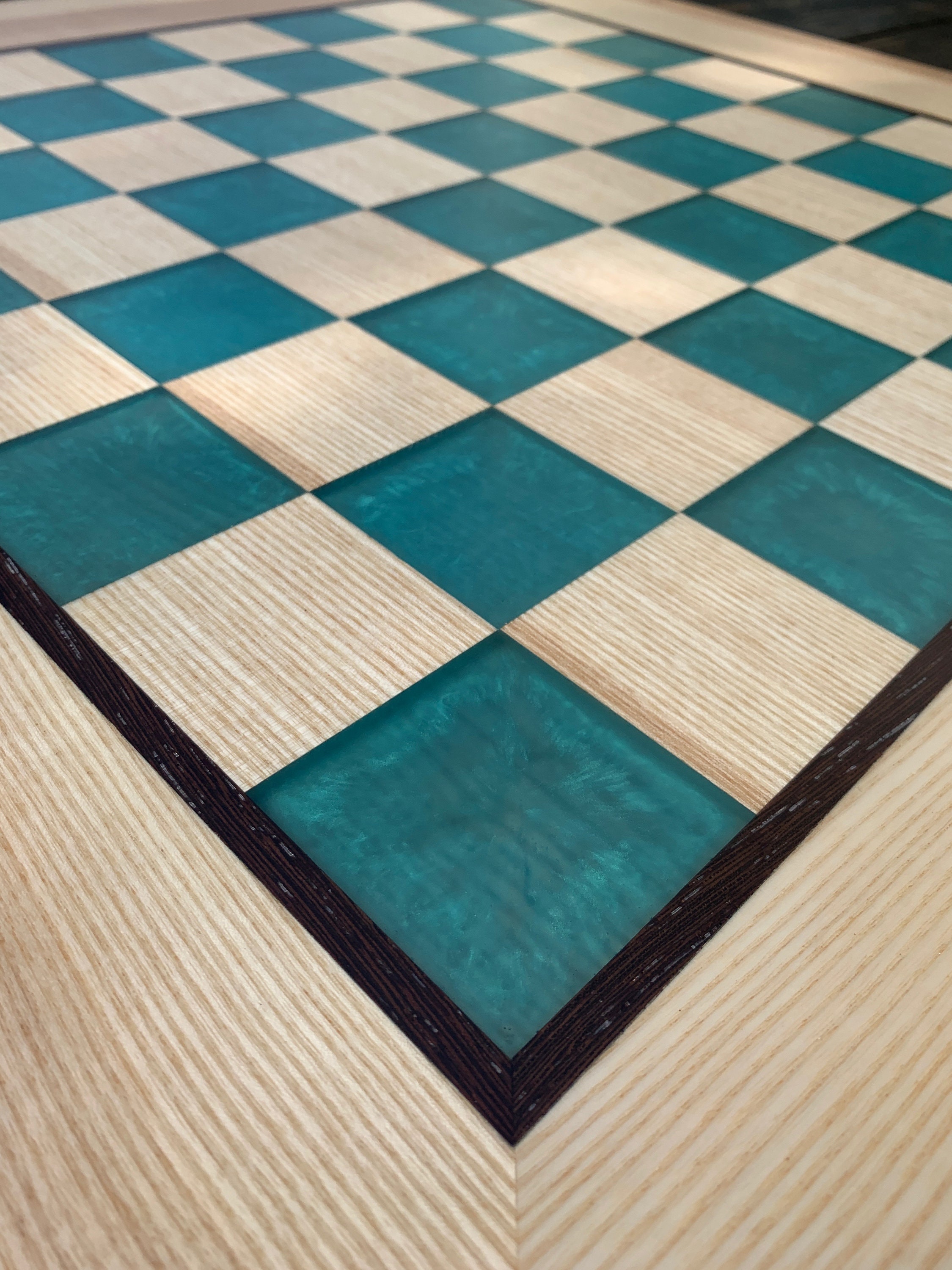 Custom Wood Epoxy Resin Chess Board Handmade tournament size 2 | Etsy