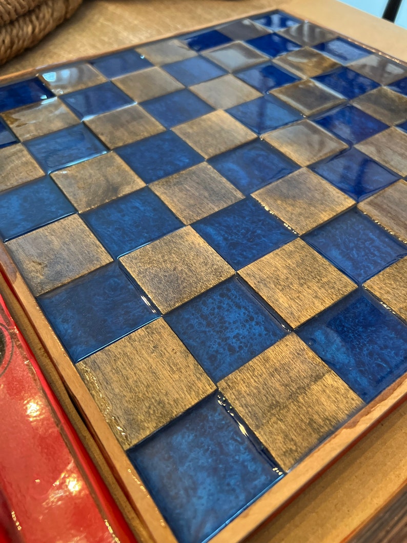 Custom Wood Epoxy Resin Chess Board Handmade Tournament Size 2 1/4 ...