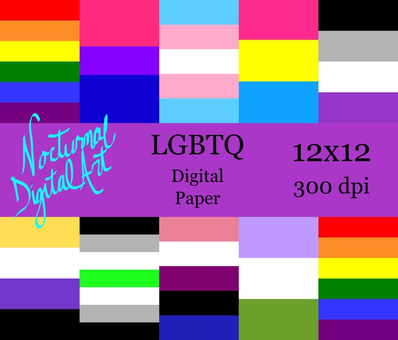 LGBTQ Clip Art/Digital Paper Set de 9 téléchargements numériques 12x12 ...
