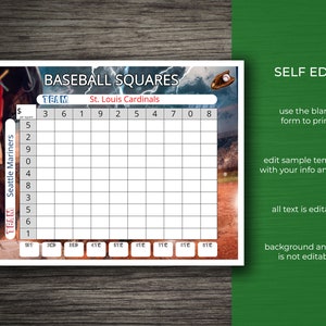 Printable Baseball Squares Softball Fundraiser Betting Square Grid ...